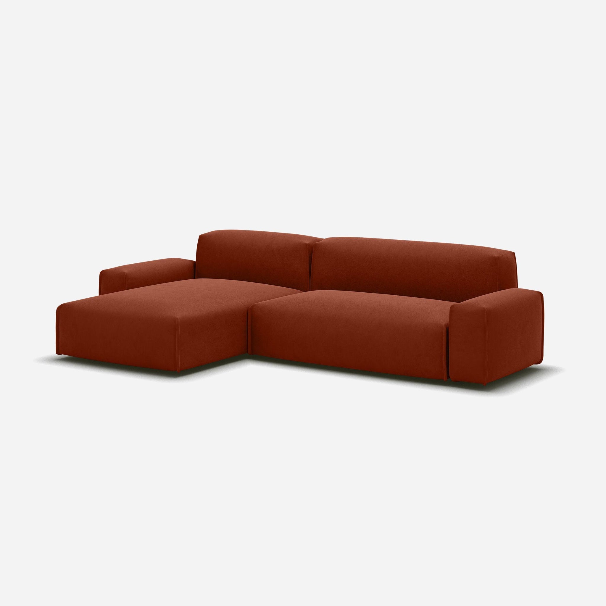Float 4 Seater LH Chaise Sofa | Rust Velvet