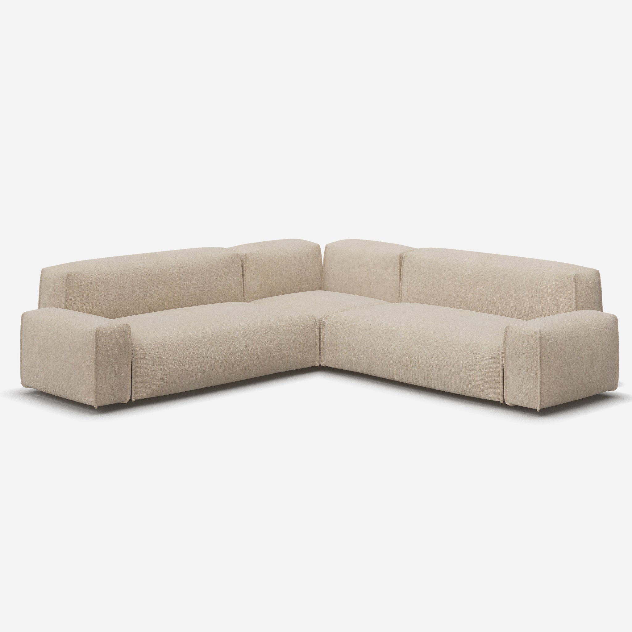 Float Large Even-Sided Corner Sofa | Cream Textured Weave| Black Legs ...