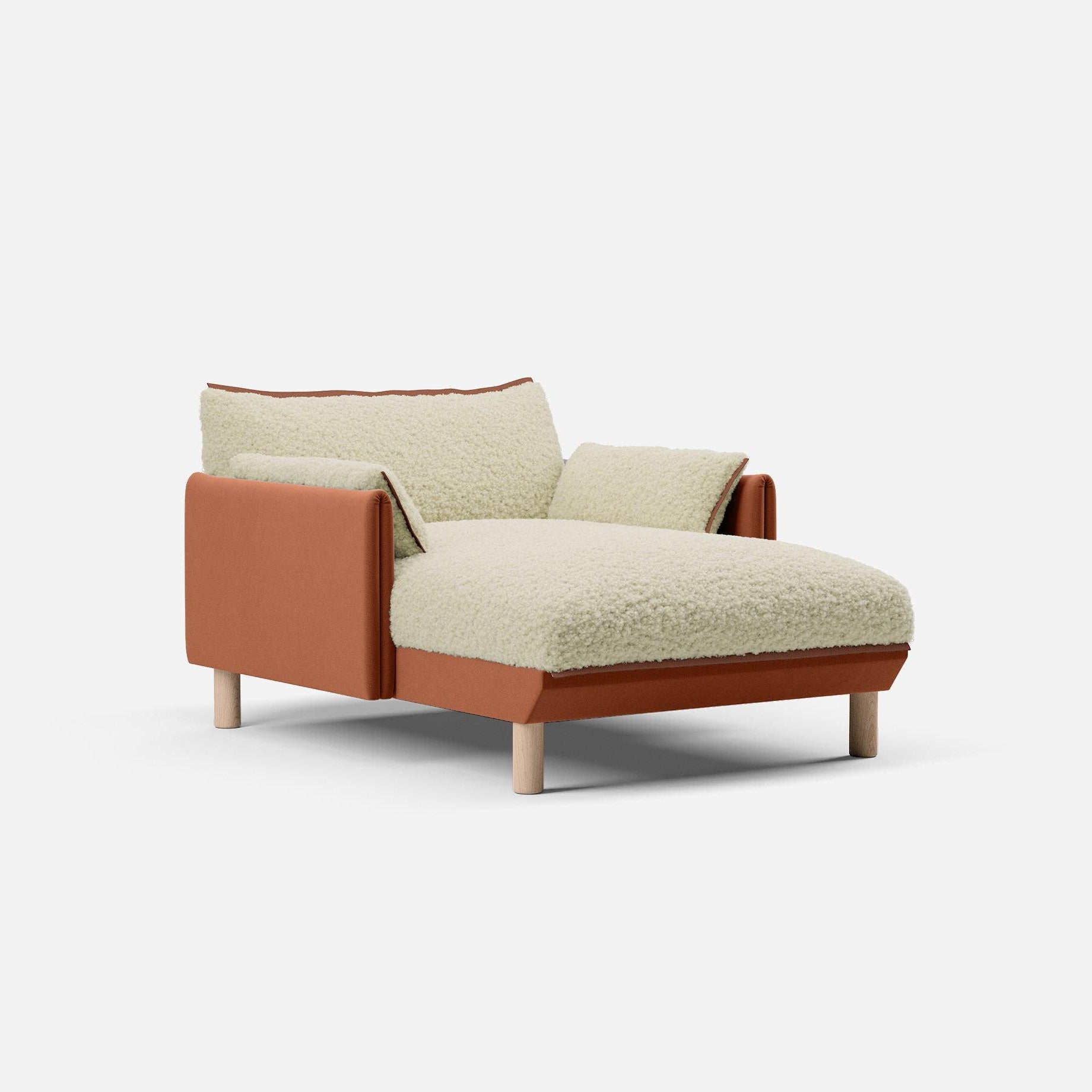Cozy 1.5-Seater Chaise Sofa – Henna Cotton & Brick trim