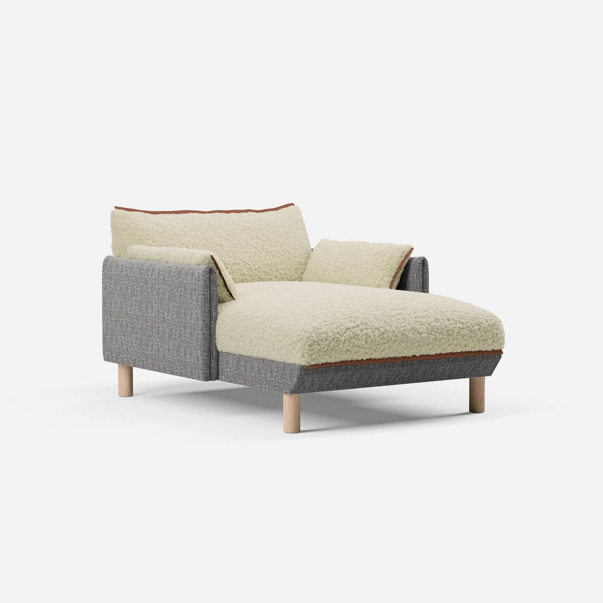 Cozy 1.5 Seater Chaise Sofa | Salt & Pepper Textured Weave| Natural ...