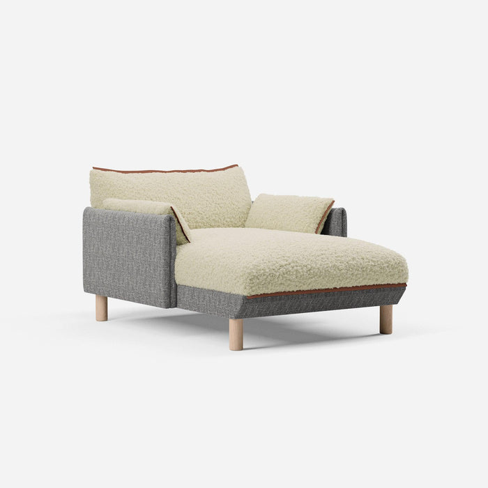 Cozy 1.5 Seater Chaise Sofa | Salt & Pepper Textured Weave| Natural ...