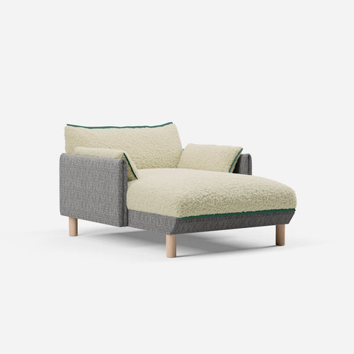 Cozy 1.5 Seater Chaise Sofa | Salt & Pepper Textured Weave| Natural ...