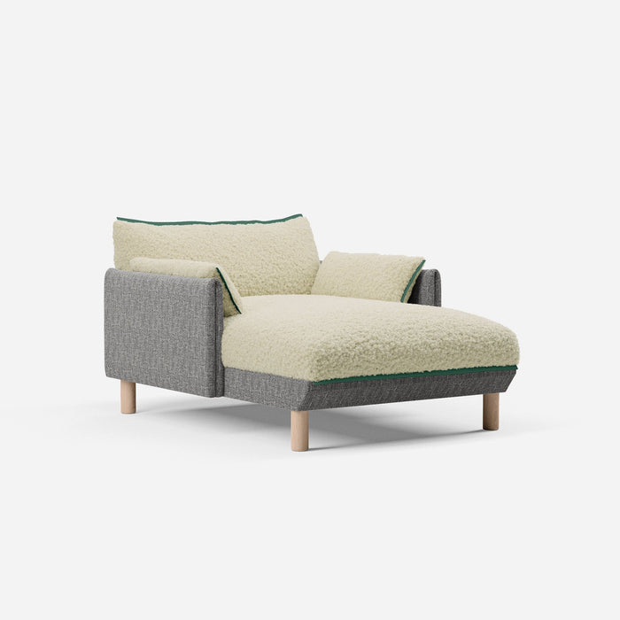 Cozy 1.5 Seater Chaise Sofa | Salt & Pepper Textured Weave| Natural ...