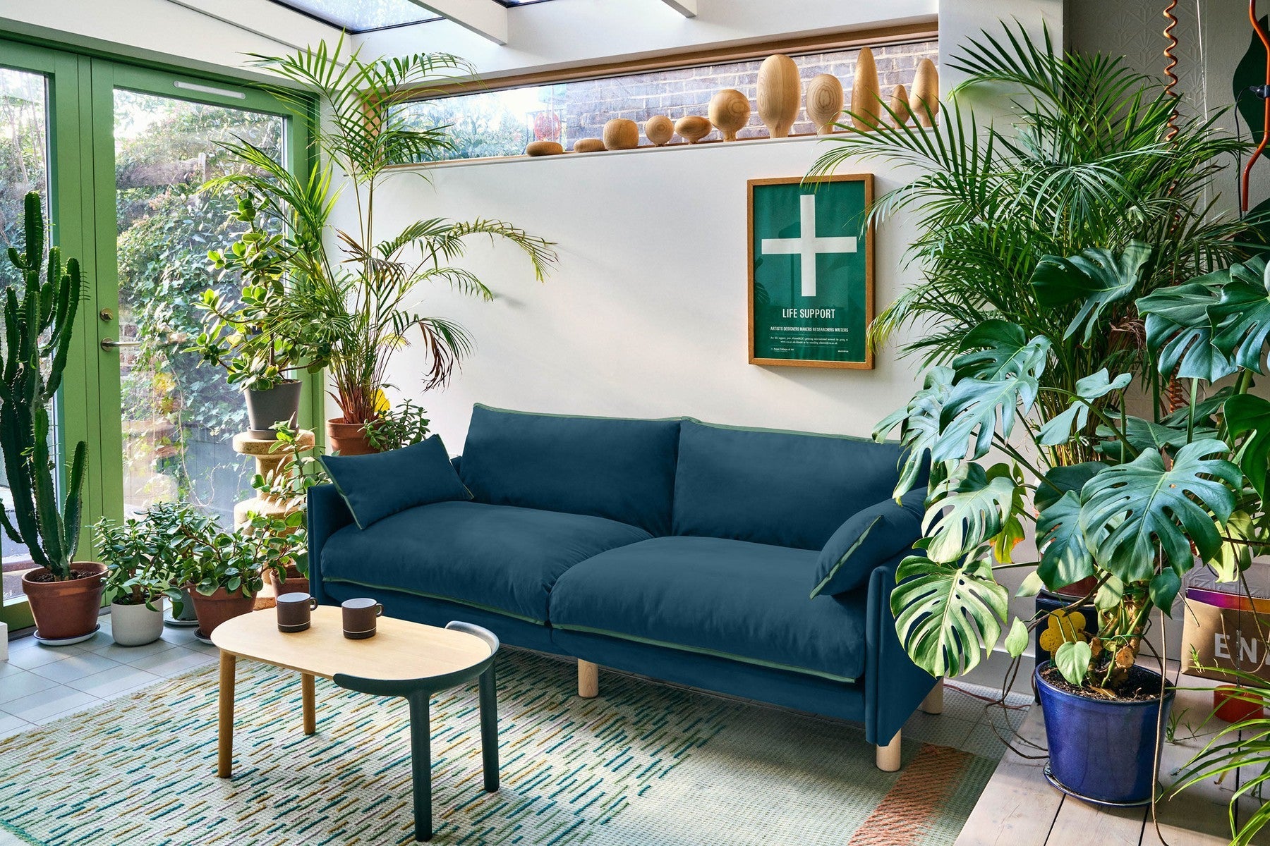 Teal velvet chaise sofa store