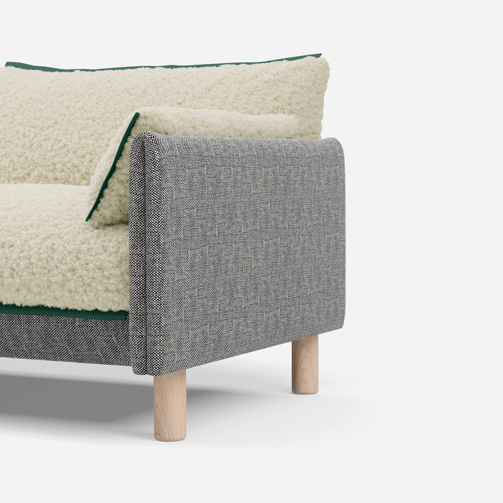 Cozy 1.5 Seater Sofa – Salt & Pepper Textured Weave, Cream Fleece ...