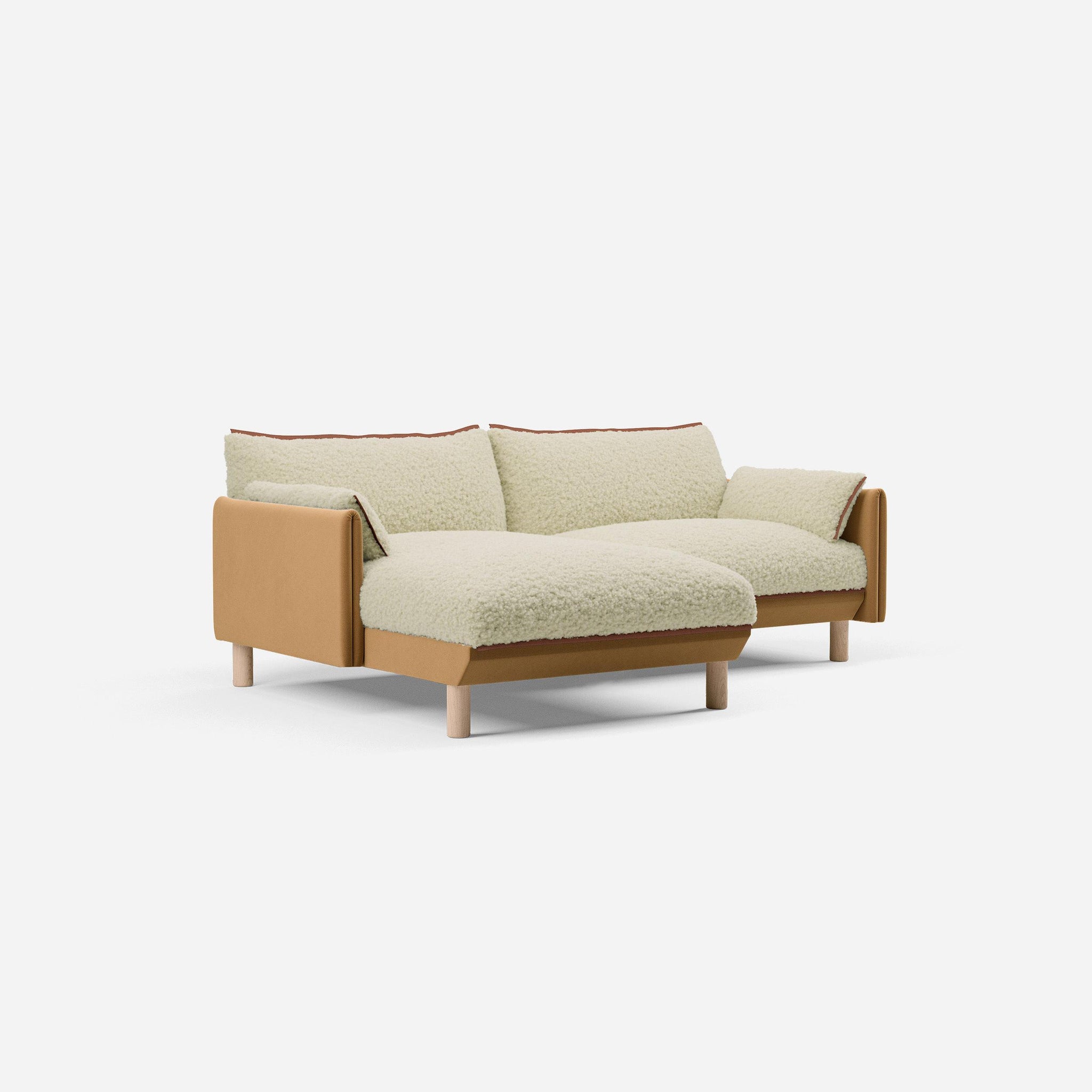 Cozy 3 Seater LH Chaise Sofa | Ochre Cotton| Natural Legs | Cozmo