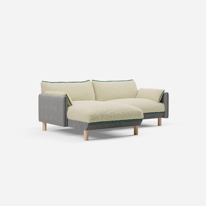 Cozy 3 Seater LH Chaise Sofa | Salt & Pepper Textured Weave| Natural ...
