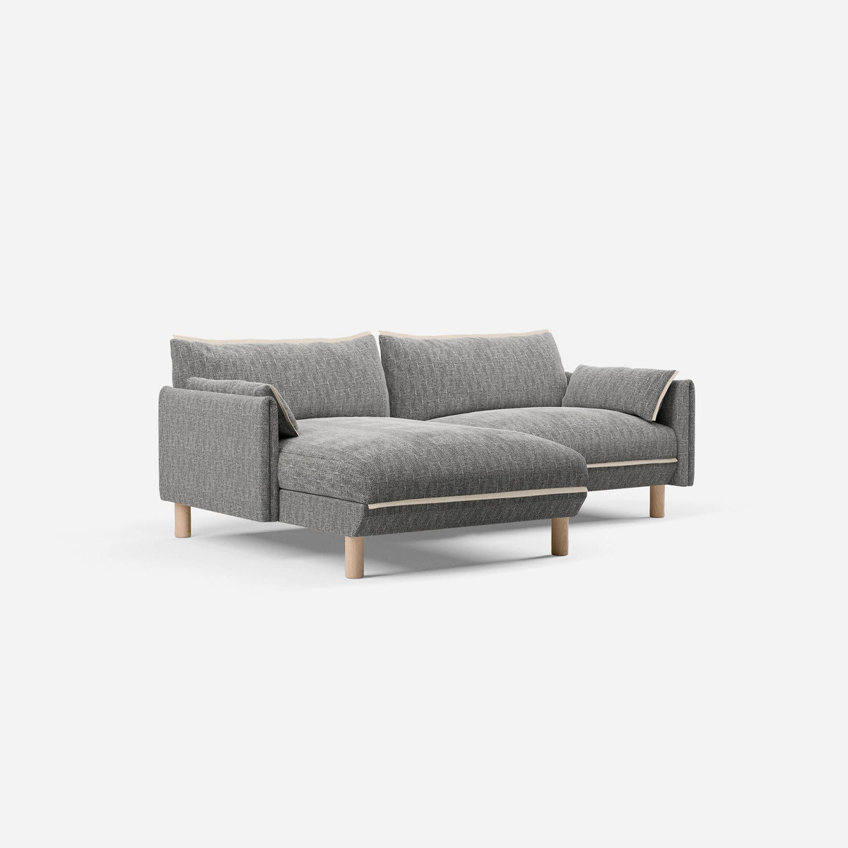 Cozy 3 Seater LH Chaise Sofa | Salt & Pepper Textured Weave| Natural ...