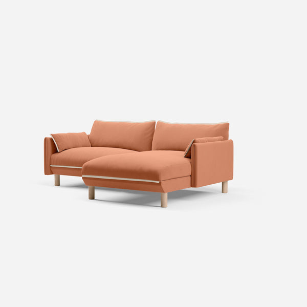 Cozy 3 Seater RH Chaise Sofa | Henna Cotton| Natural Legs | Cozmo