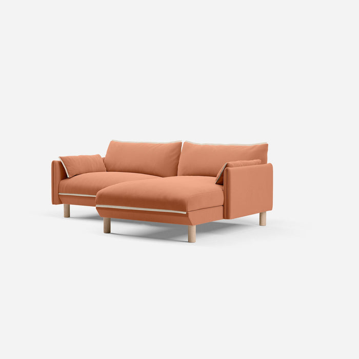 Cozy 3 Seater RH Chaise Sofa | Henna Cotton| Natural Legs | Cozmo