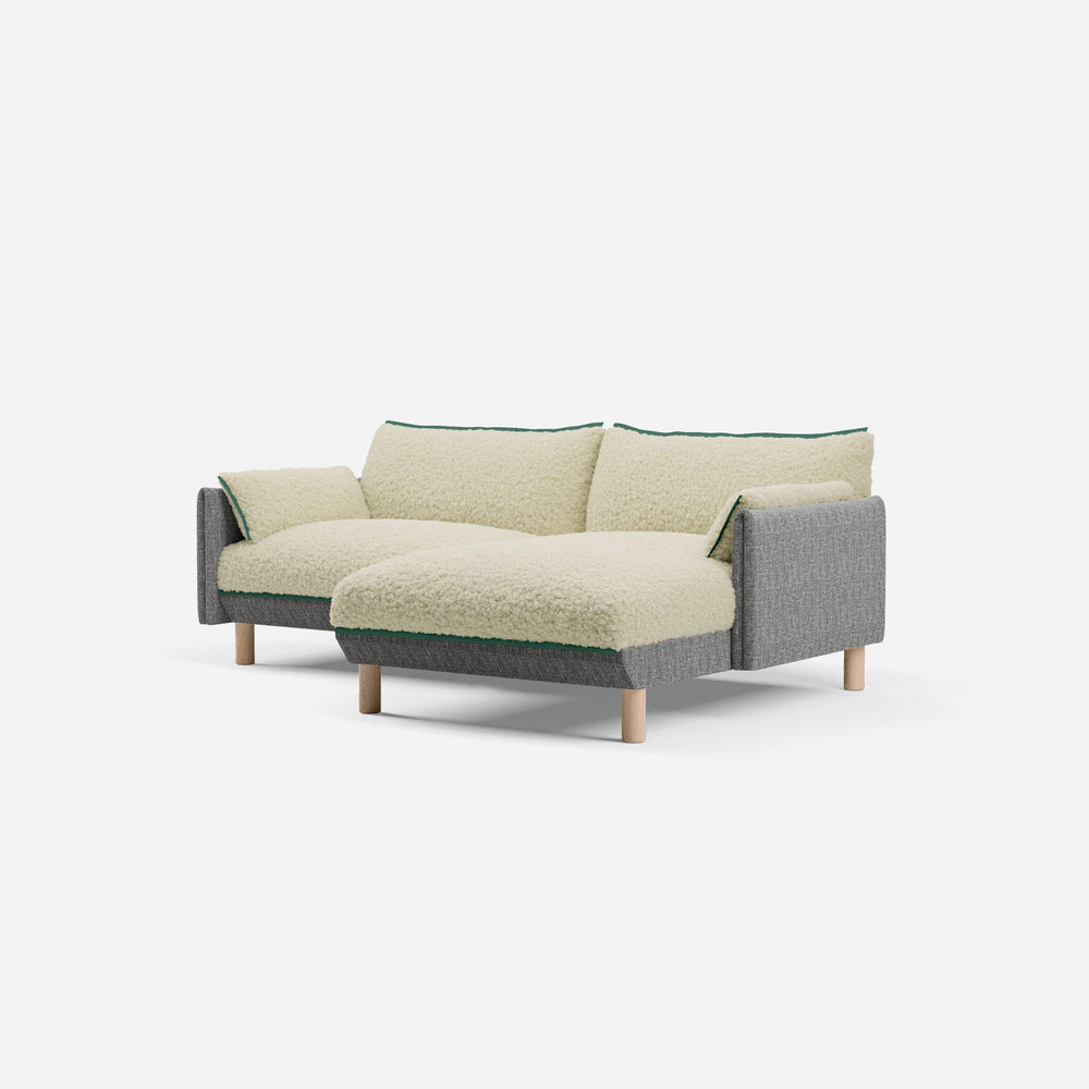 Cozy 3 Seater RH Chaise Sofa | Salt & Pepper Textured Weave| Natural ...