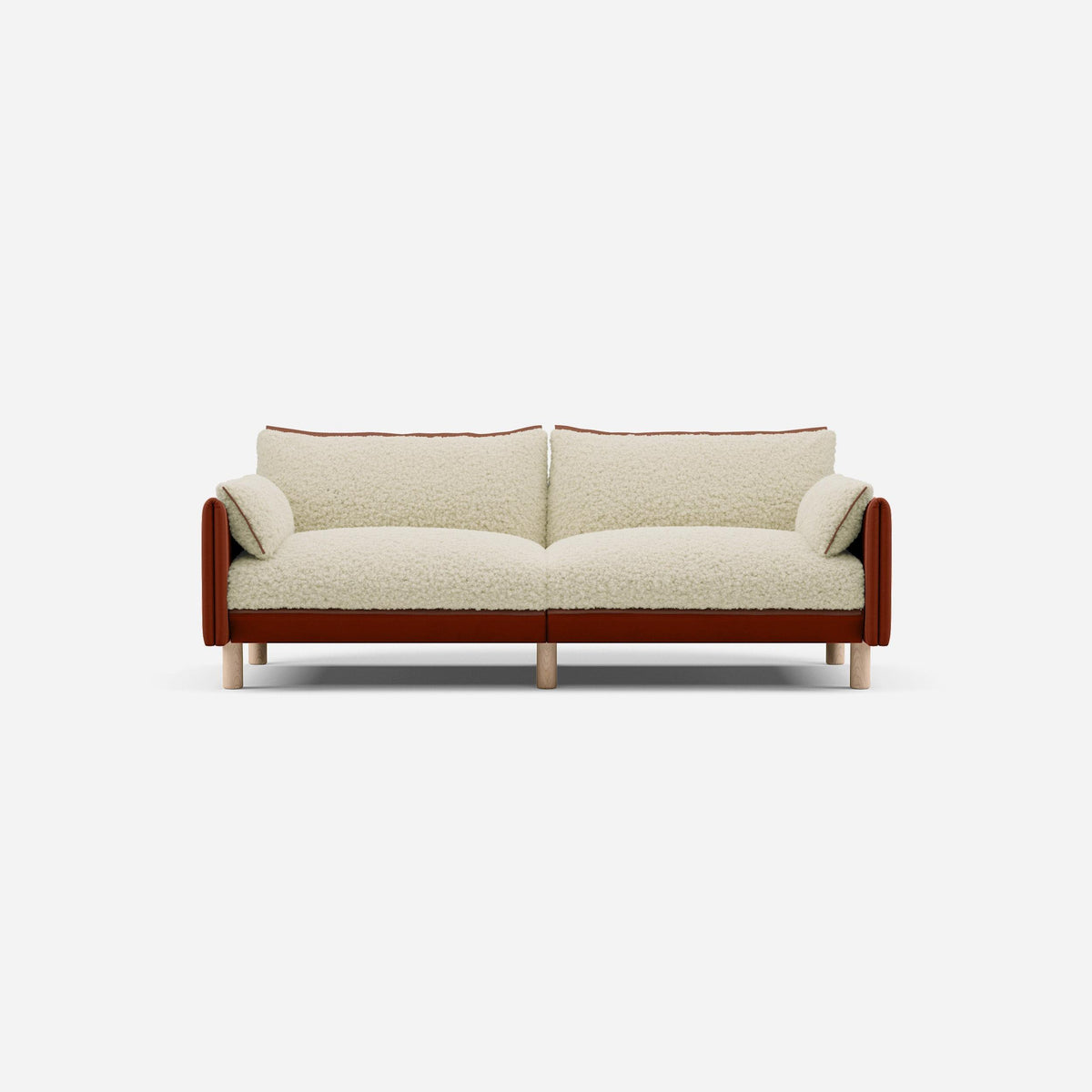 Cozy 3 Seater Sofa | Rust Velvet| Natural Legs | Cozmo