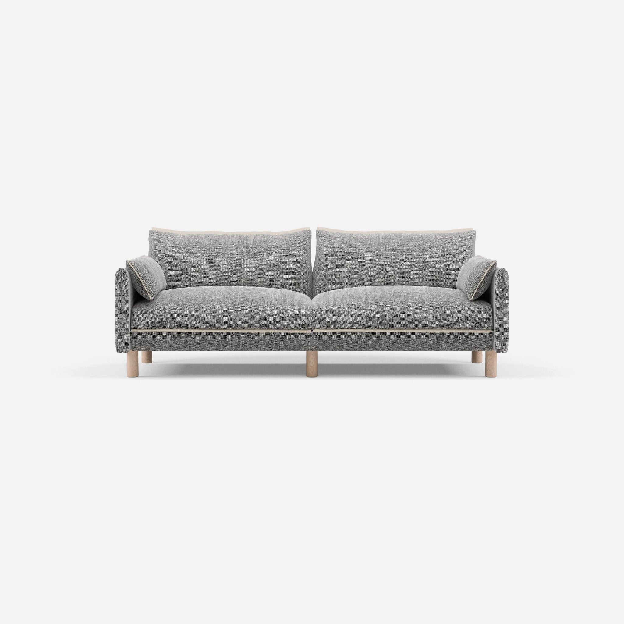 Cozy 3 Seater Sofa | Salt & Pepper Textured Weave| Natural Legs | Cozmo