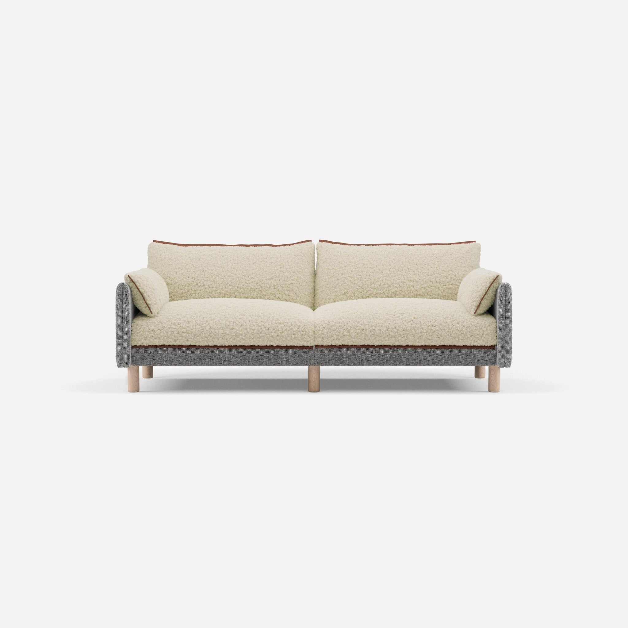 Cozy 3 Seater Sofa | Salt & Pepper Textured Weave| Natural Legs | Cozmo