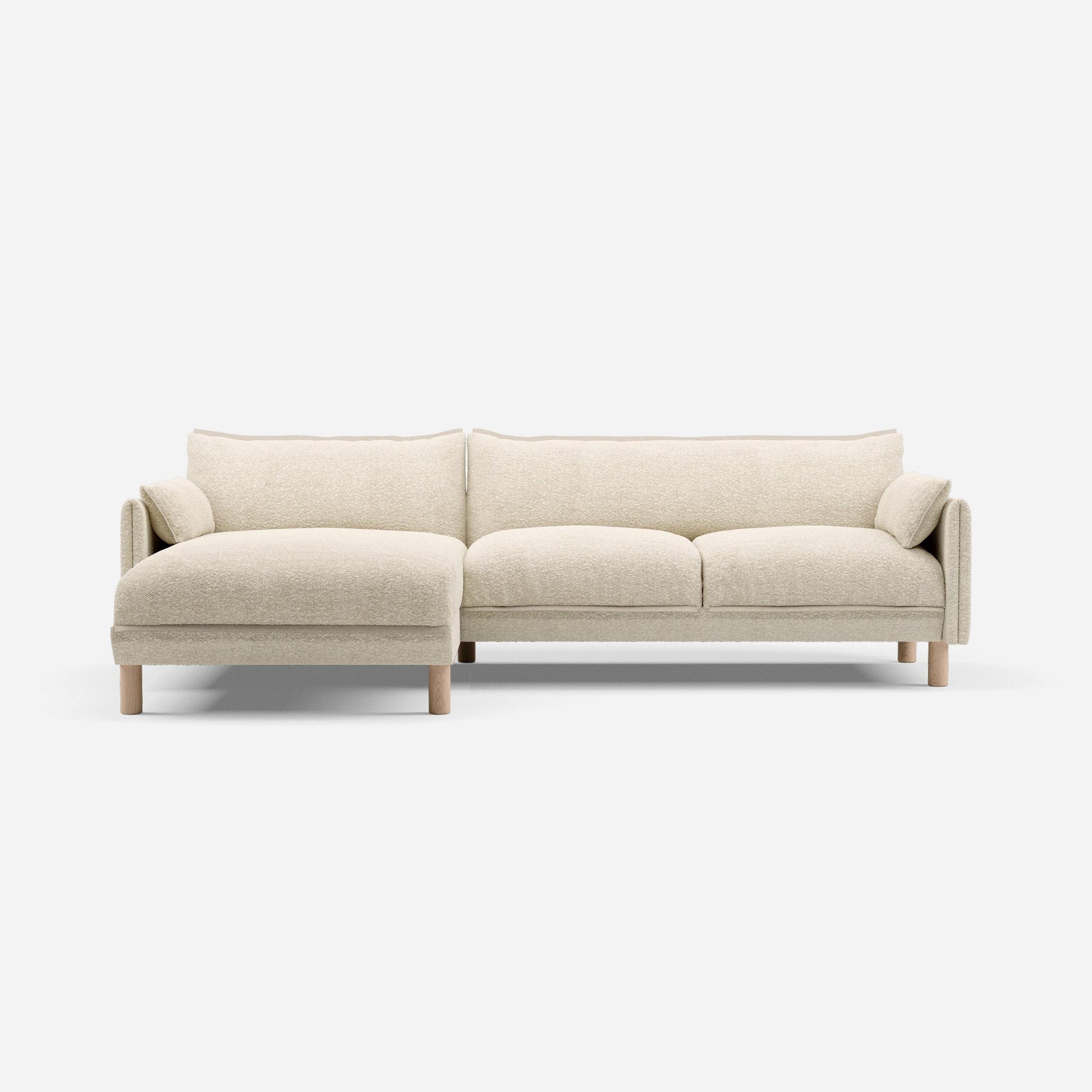 Cozmo 4 Seater Chaise Left Hand Sofa | Boucle Ecru