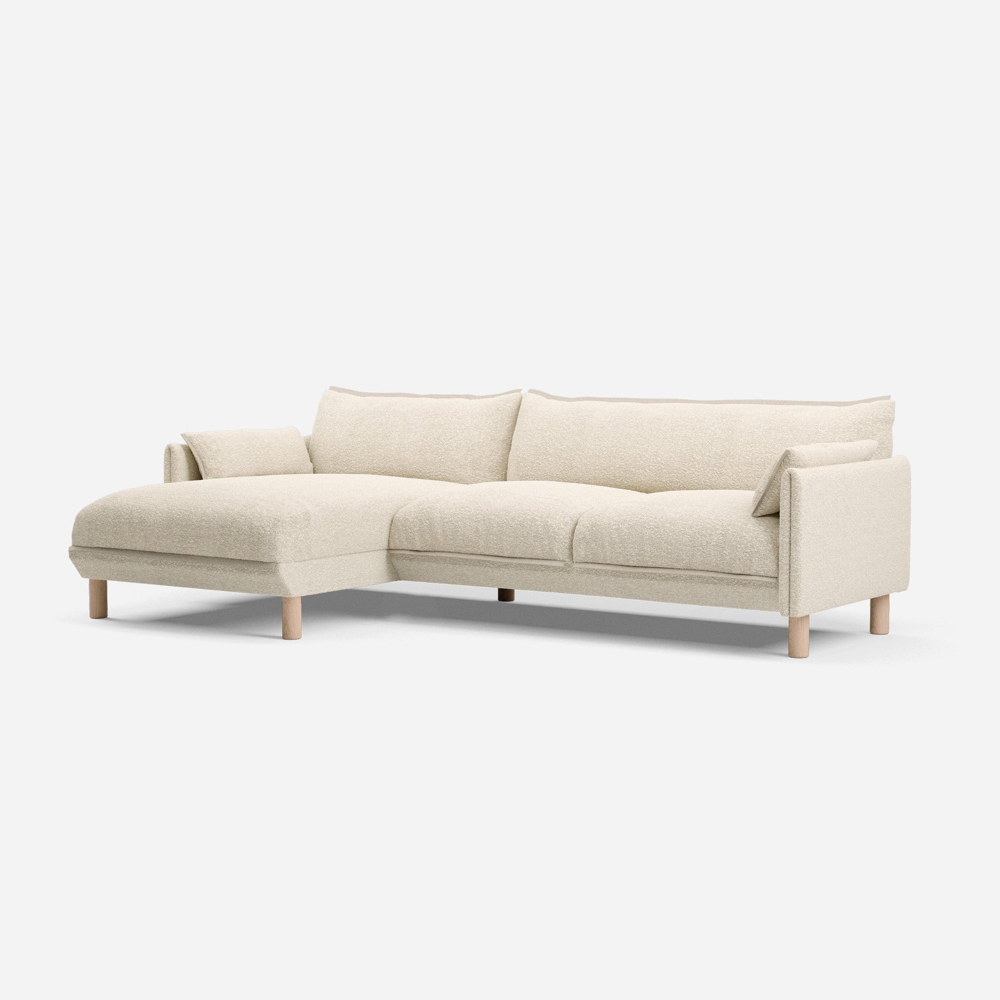 Cozmo 4 Seater Chaise Left Hand Sofa | Boucle Ecru