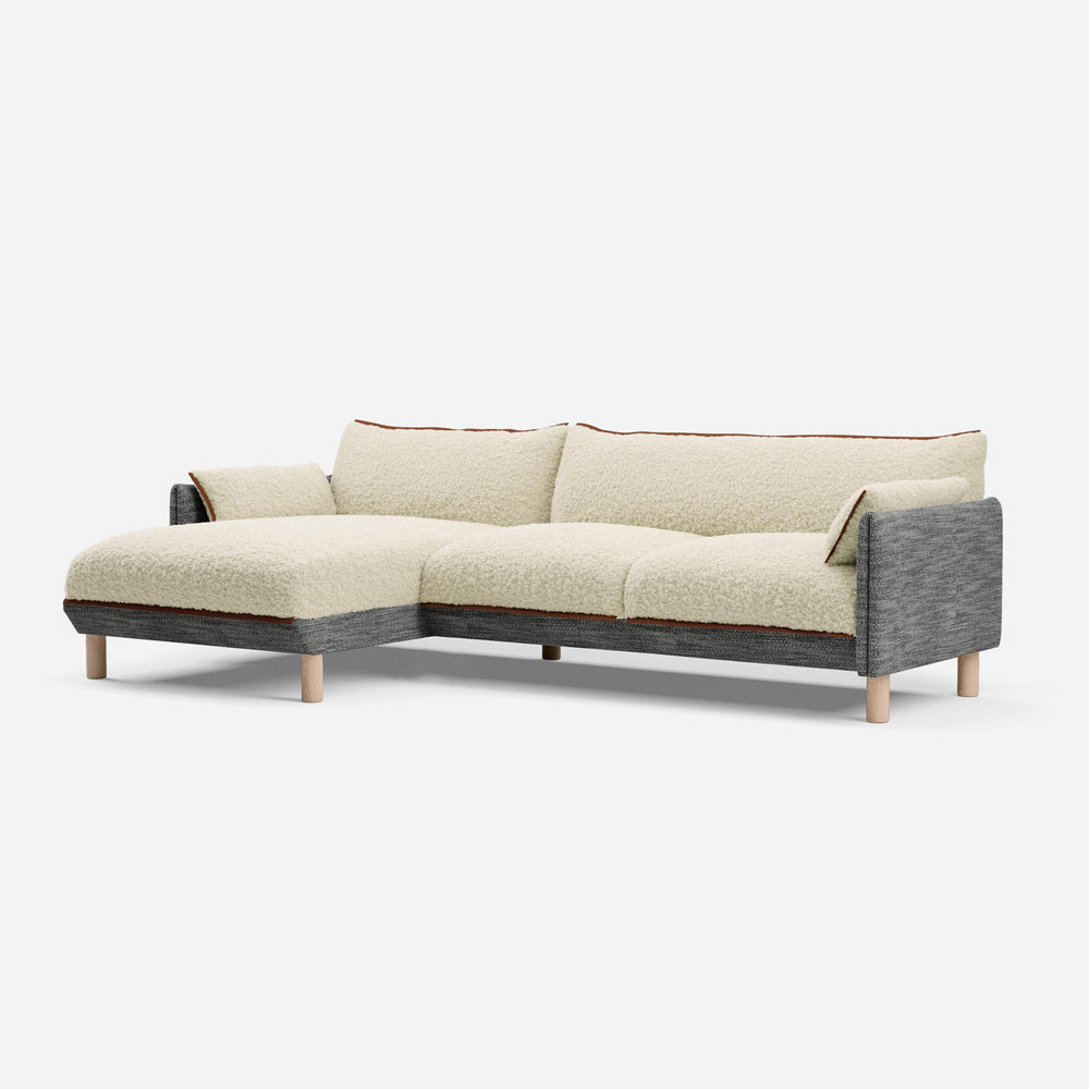 Cozy 4 Seater LH Chaise Sofa | Salt & Pepper Textured Weave| Natural ...