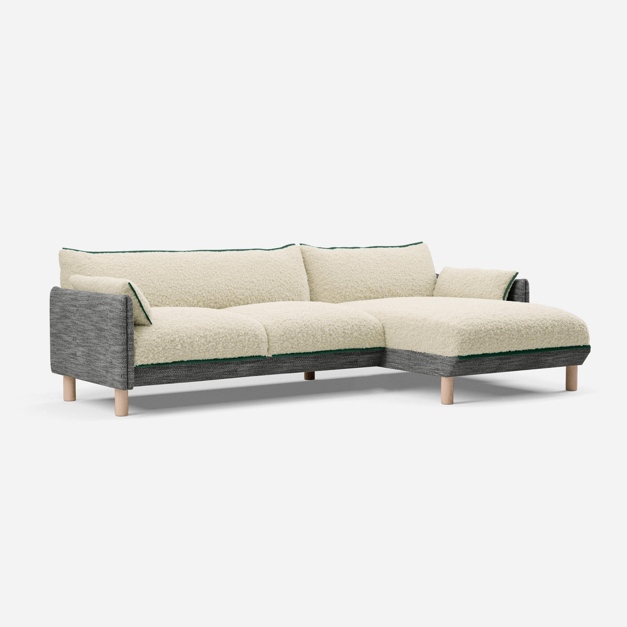 Cozy 4-Seater RH Chaise Sofa – Salt & Pepper Textured Weave, Cream ...