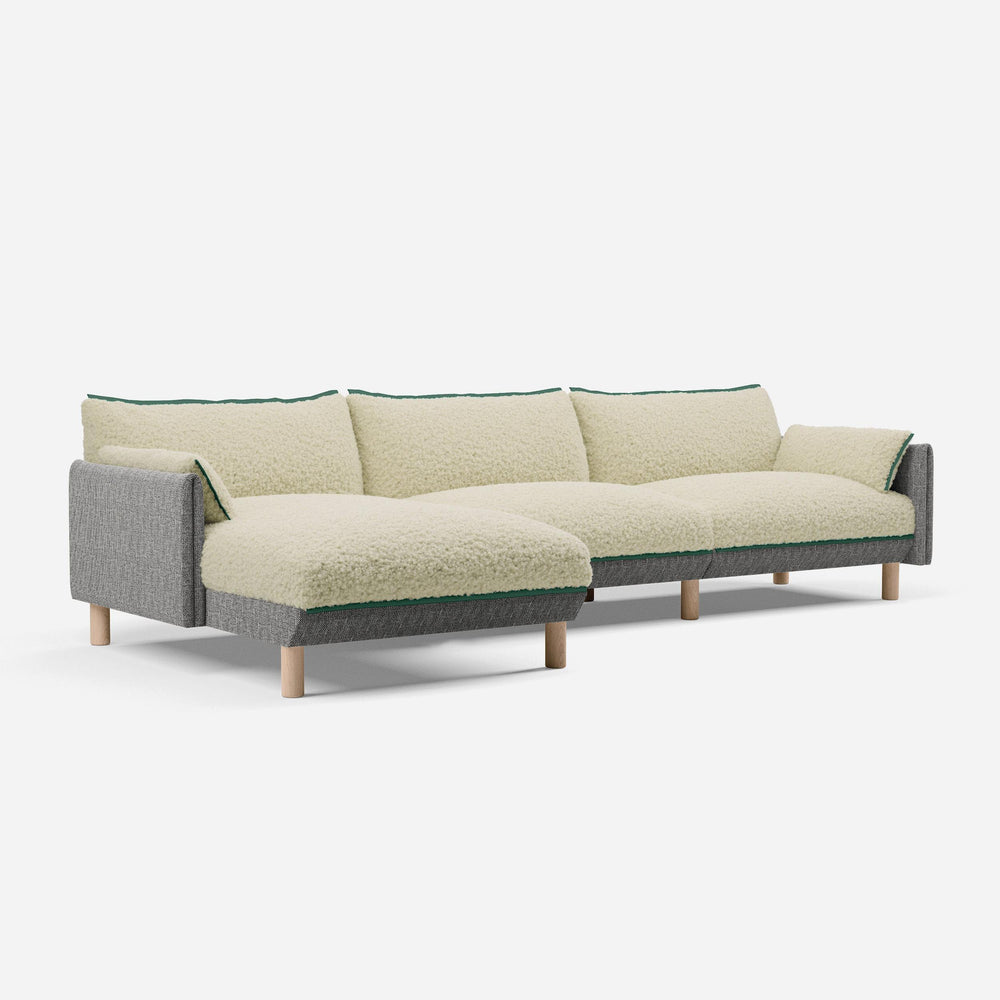 Cozy 5 Seater LH Chaise Sofa | Salt & Pepper Textured Weave| Natural ...
