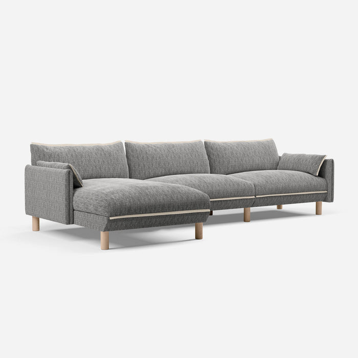 Cozy 5 Seater LH Chaise Sofa | Salt & Pepper Textured Weave| Natural ...