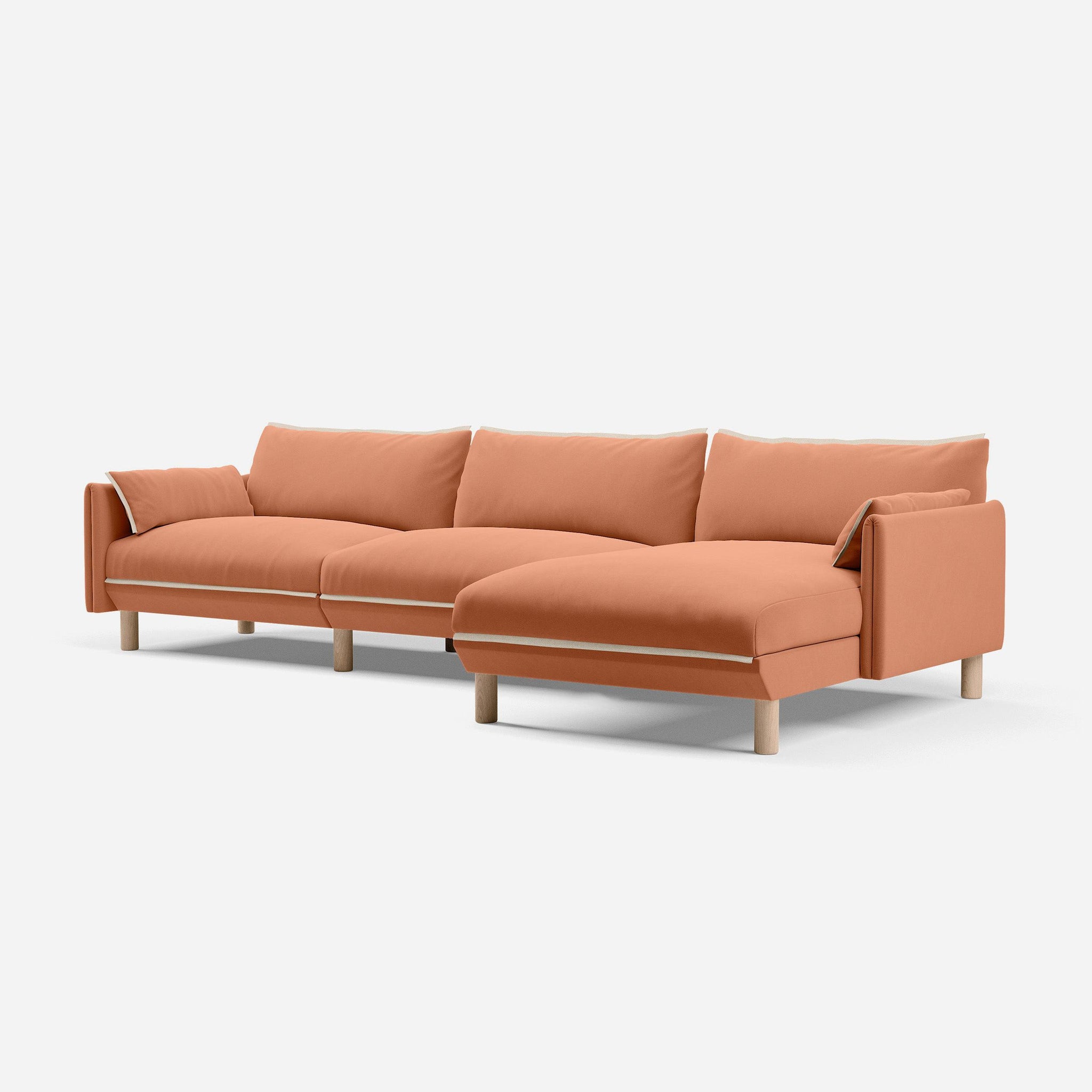 Cozmo 5 Seater Chaise Right Hand Sofa | Cotton Henna