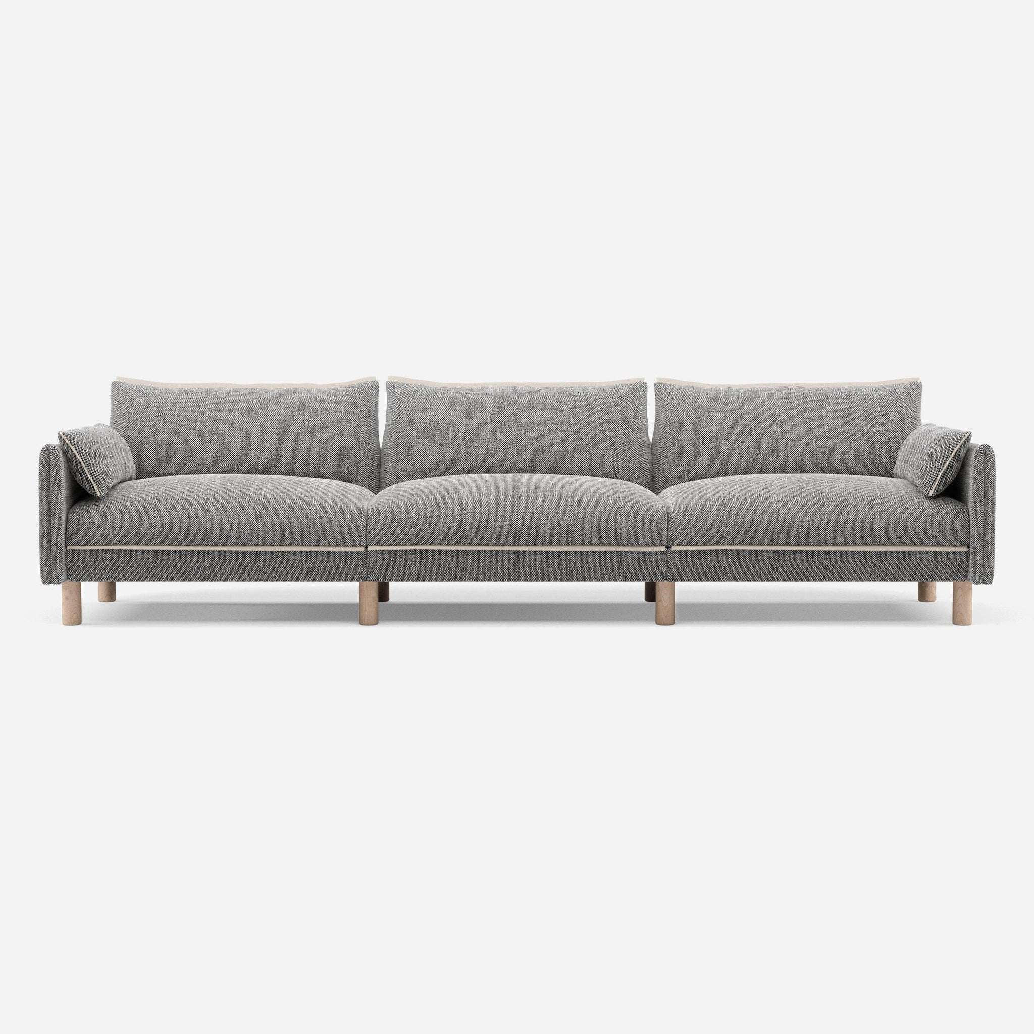 Cozy 5 Seater Sofa | Salt & Pepper Textured Weave| Natural Legs | Cozmo