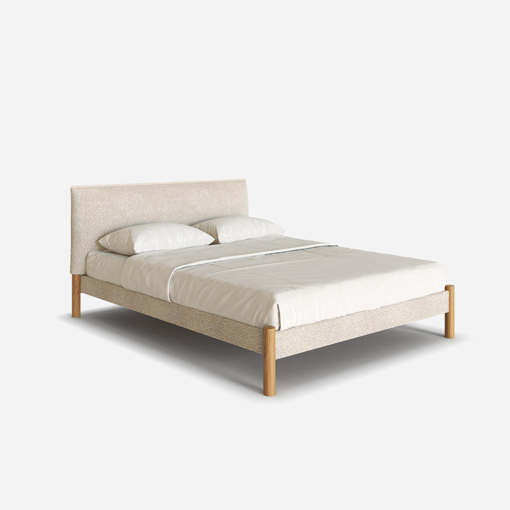 Cozy Bed | Double - Ecru Boucle Frame | Ecru Boucle Headboard