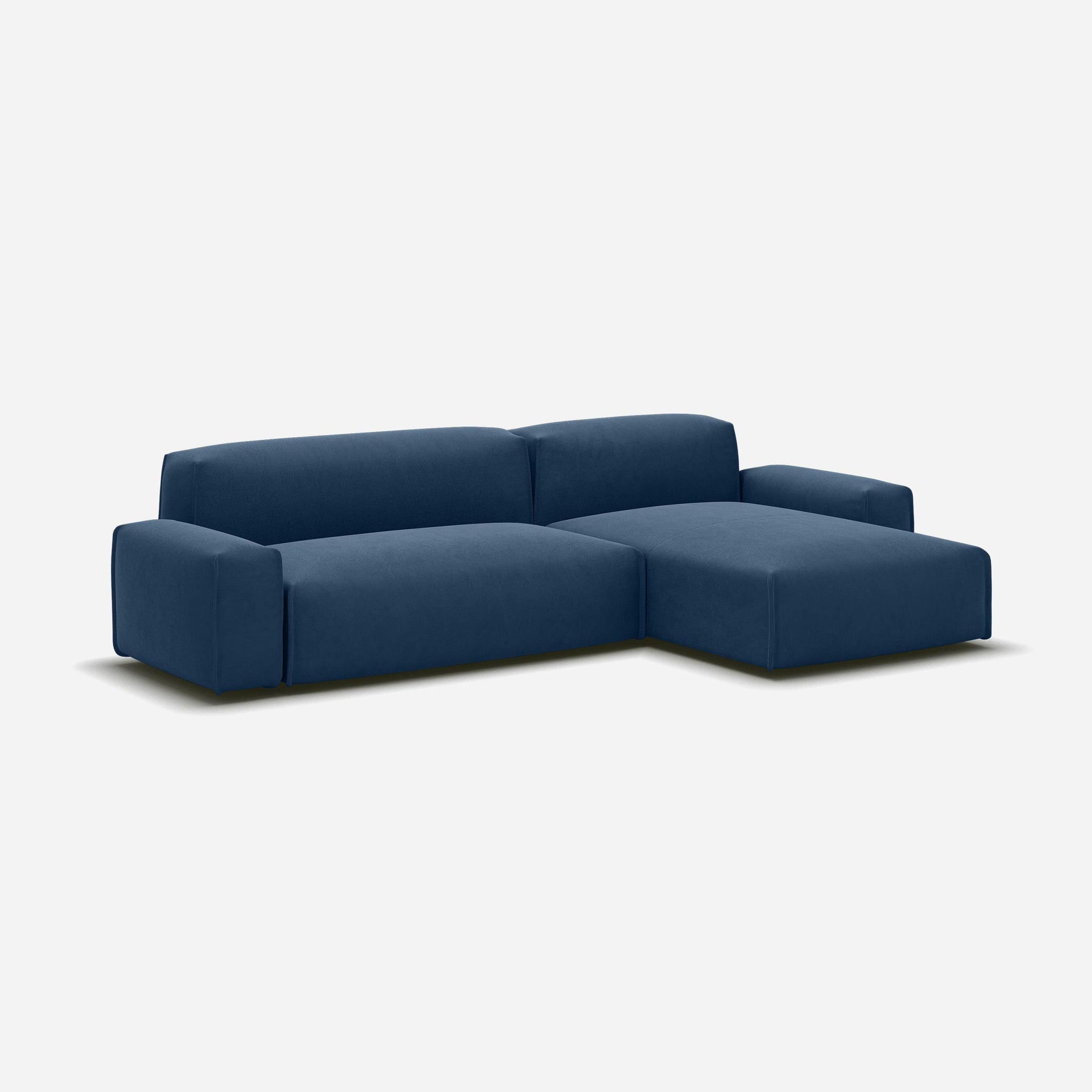 Float 4 Seater RH Chaise Sofa | Midnight Blue Velvet