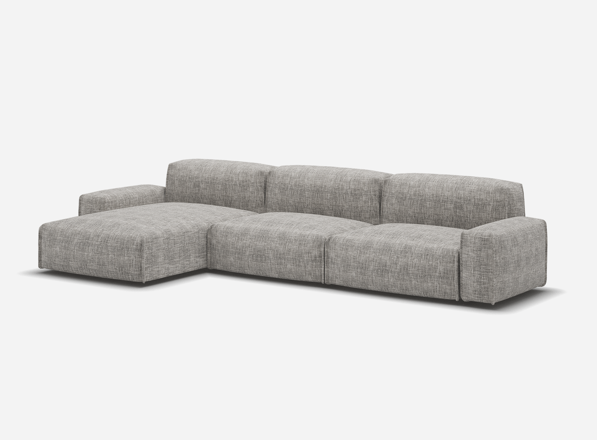 Float 5 Seater LH Chaise Sofa | Salt & Pepper Textured Weave| Black ...