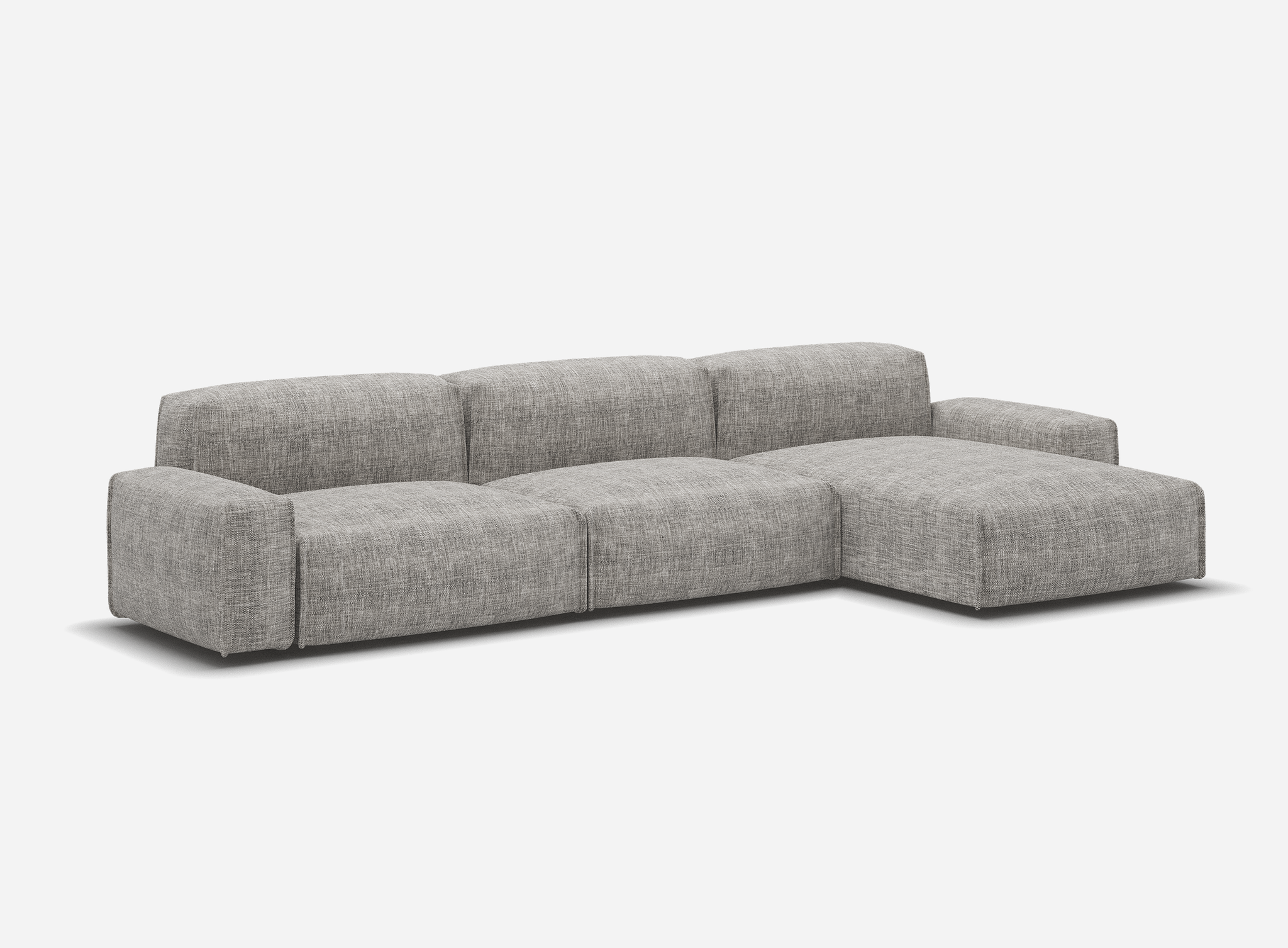 Float 5 Seater RH Chaise Sofa | Salt & Pepper Textured Weave| Black ...