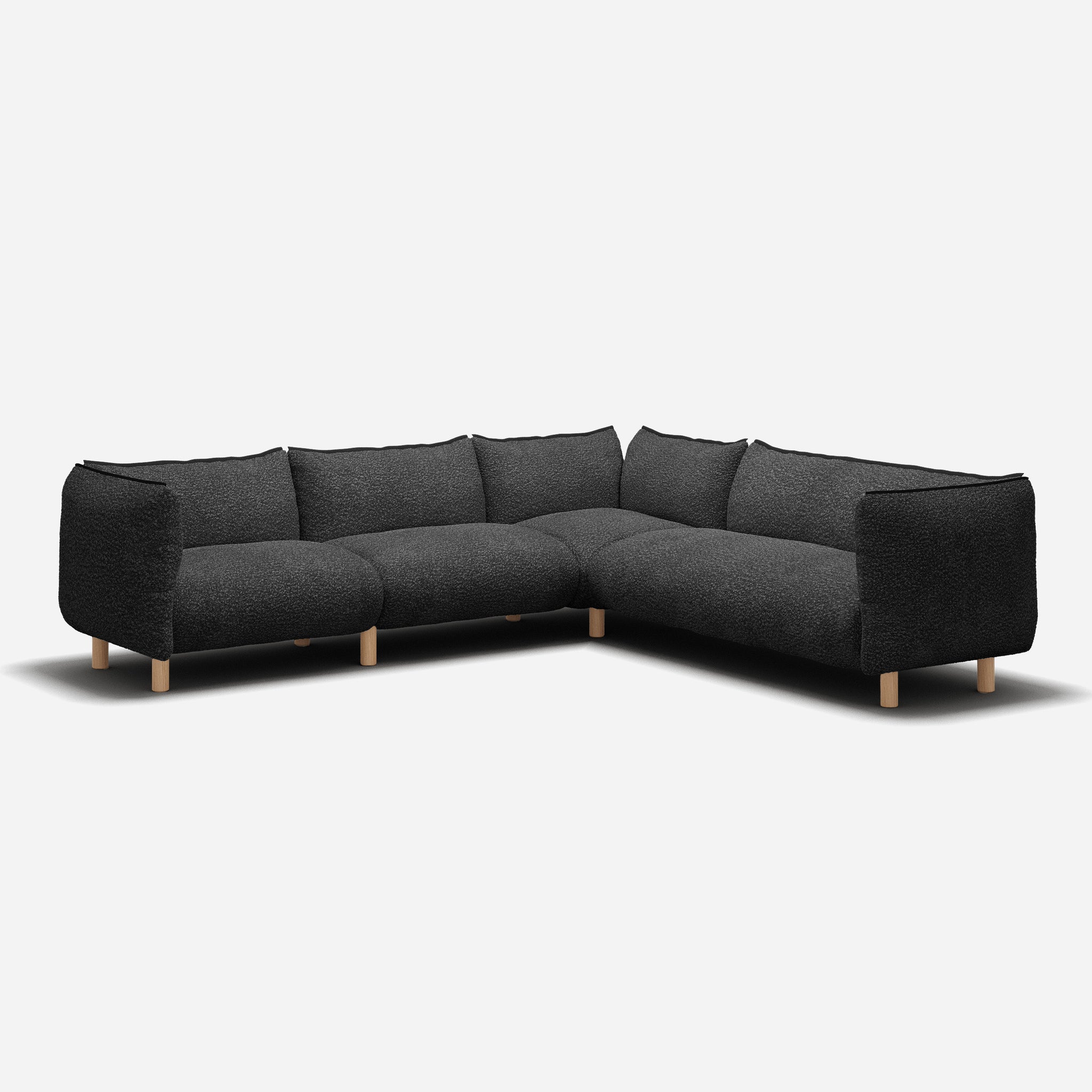 Pillow Extra Large RH Facing Corner Sofa | Black Boucle| Natural Legs ...