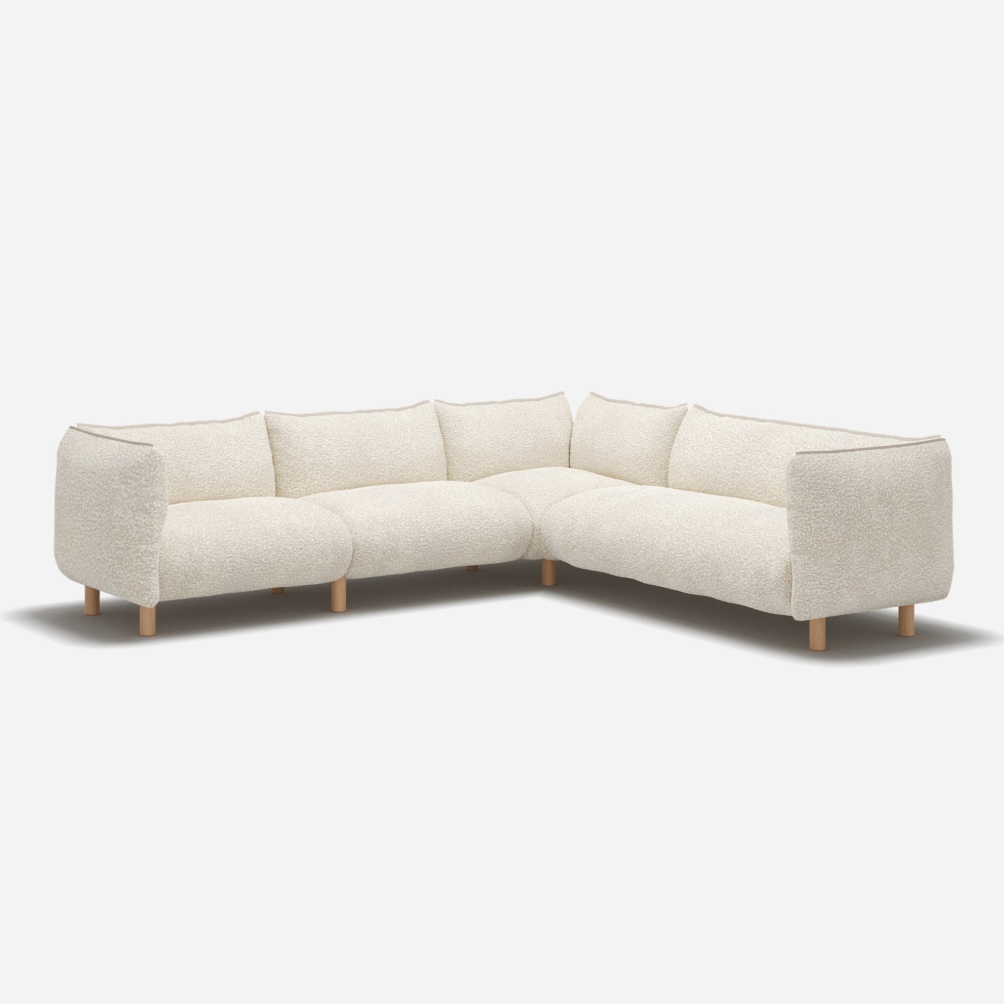 Pillow Extra Large RH Facing Corner Sofa | Ecru Boucle| Natural Legs ...