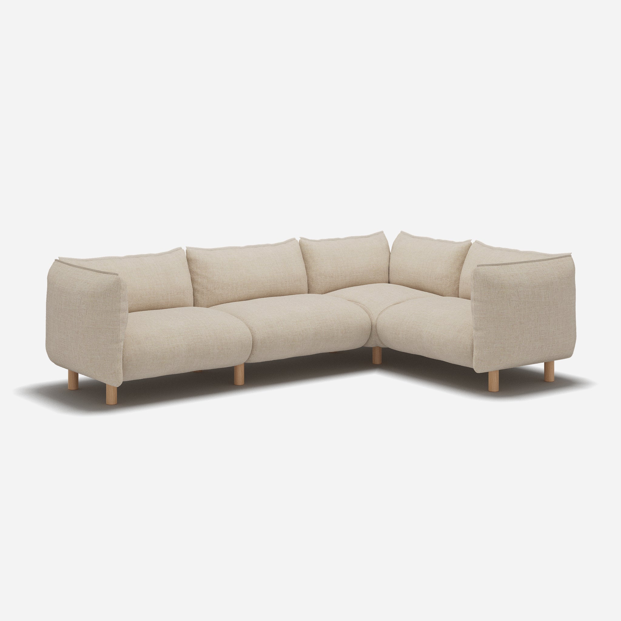 Pillow Large RH Facing Corner Sofa | Cream Textured Weave| Natural Legs ...