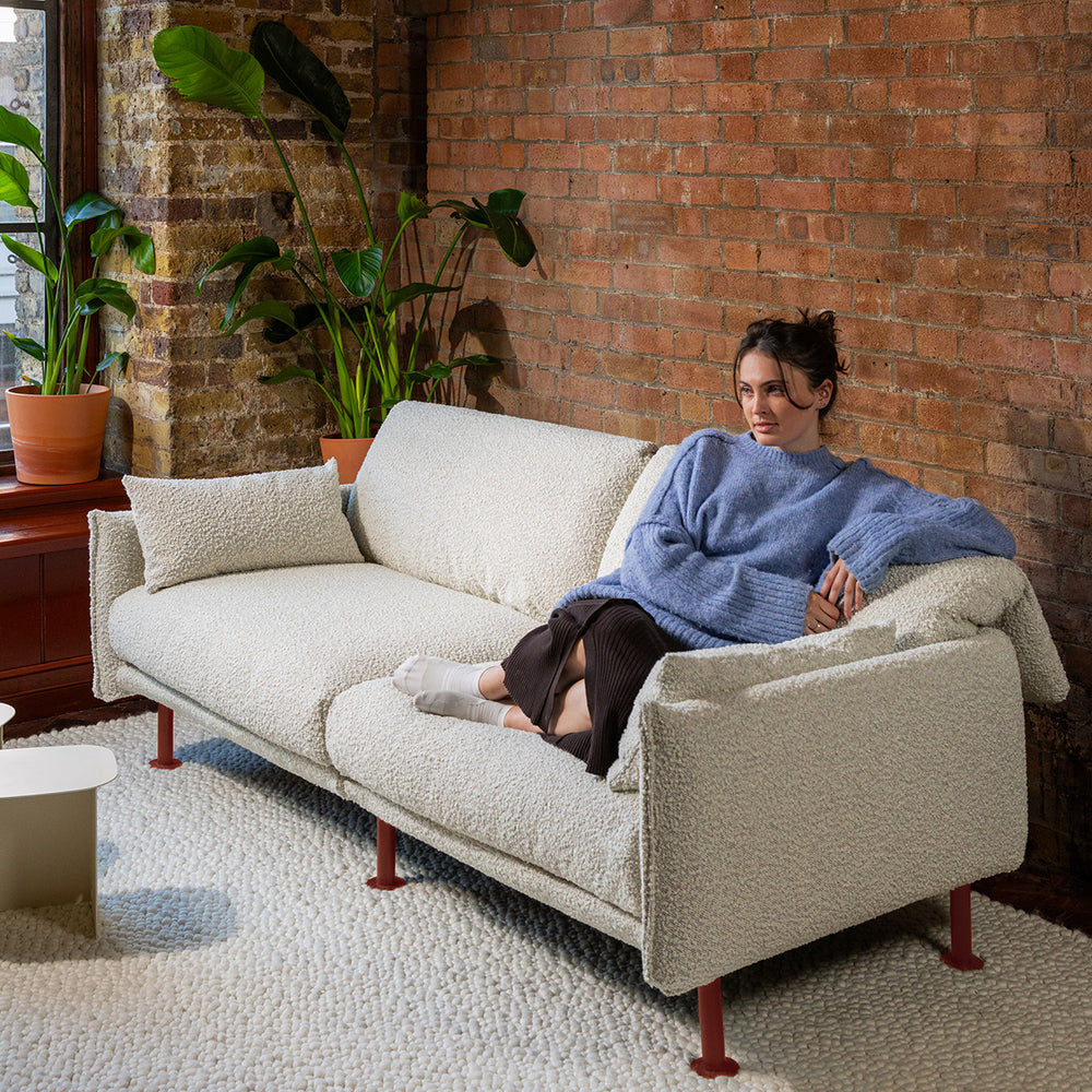 Cozmo Rest 3 Seater Sofa | Ecru Boucle Brick Legs
