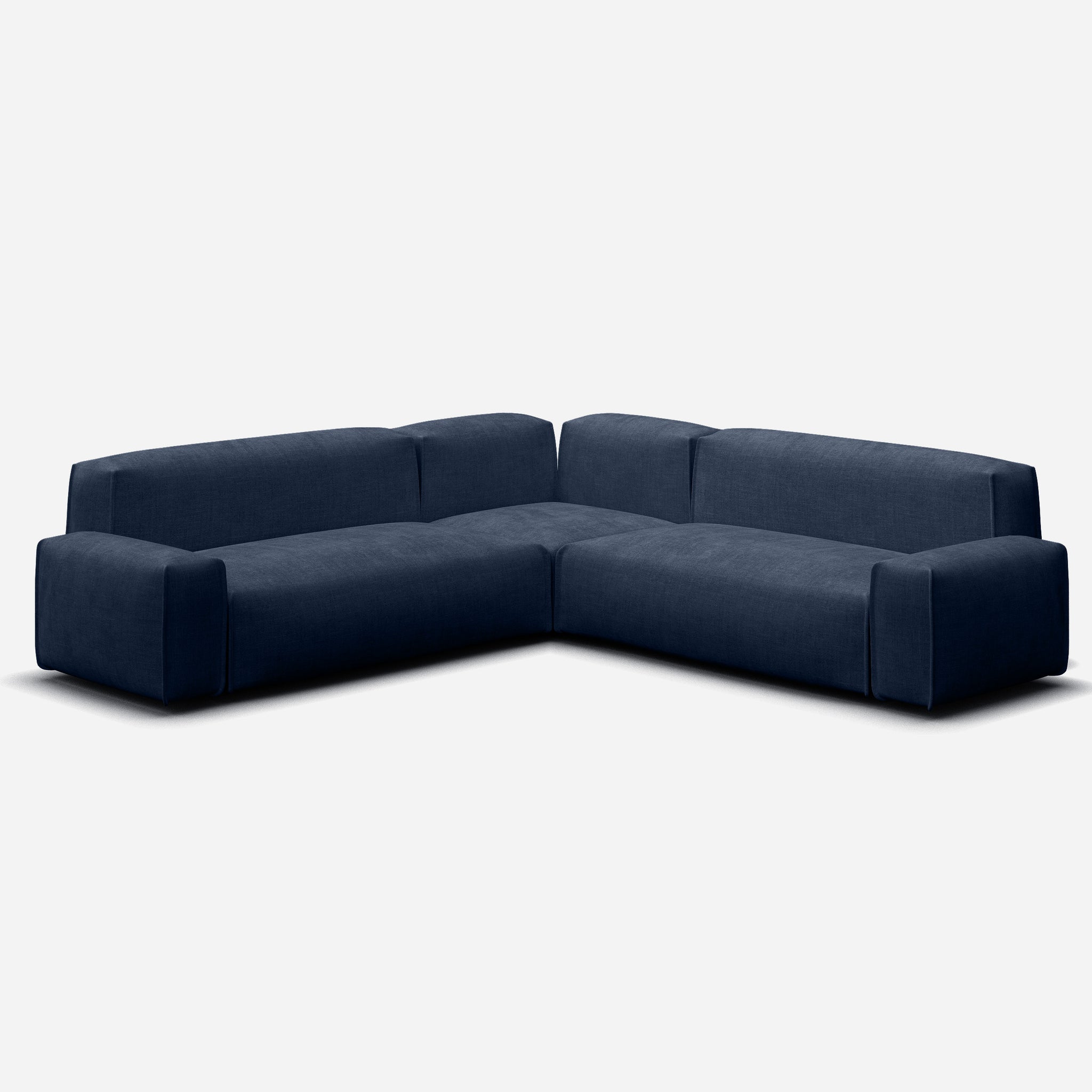 Float Large Even-Sided Corner Sofa | Navy Cotton | Cozmo