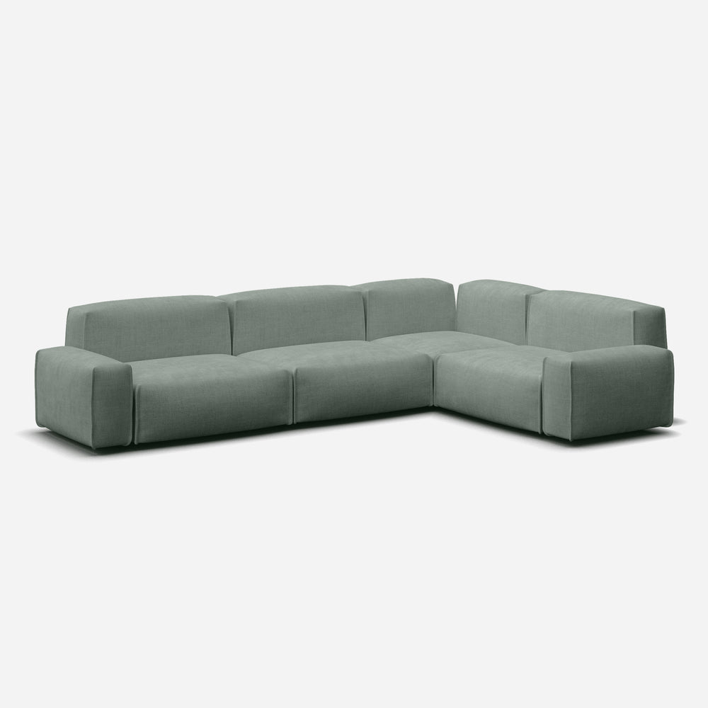 Float Large RH Facing Corner Sofa | Sage Cotton| Black Legs | Cozmo