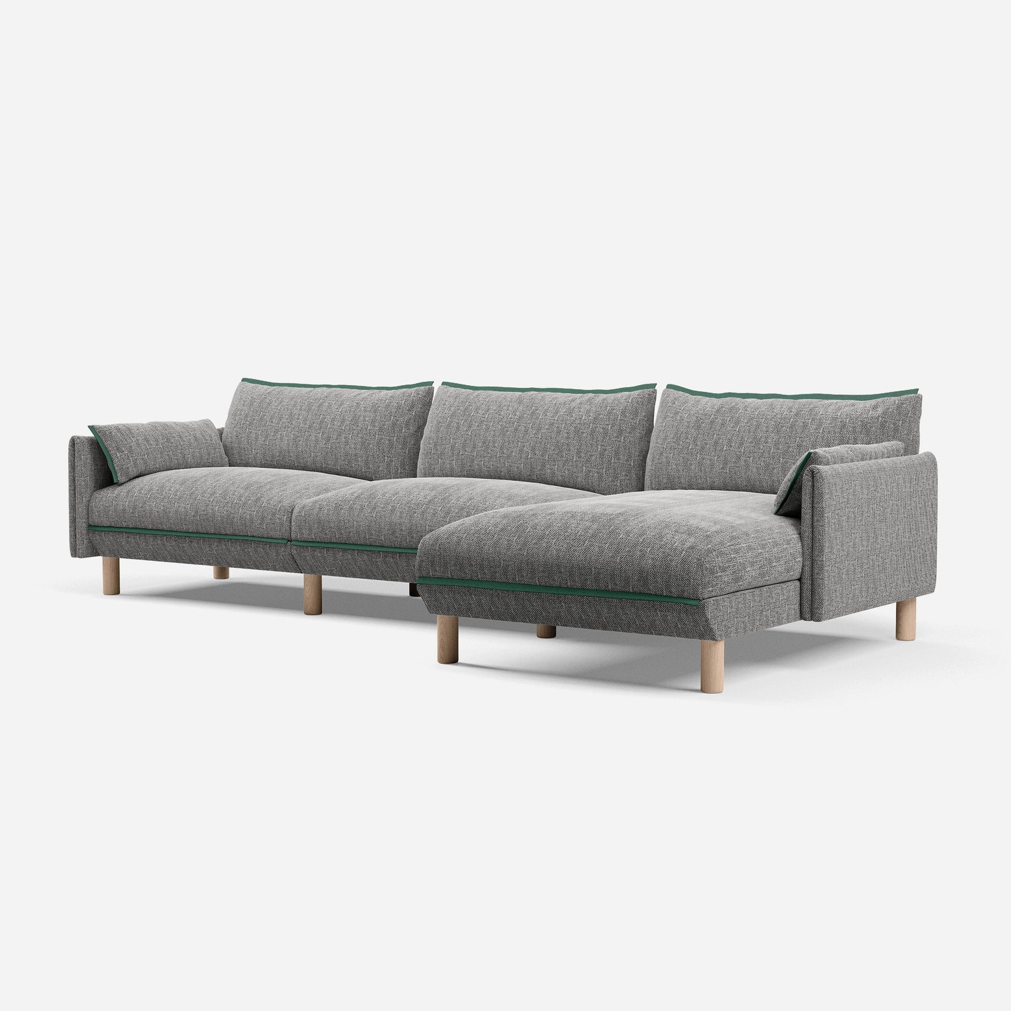 Cozy 5 Seater RH Chaise Sofa | Salt & Pepper Textured Weave| Natural ...