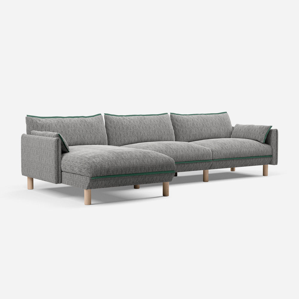 Cozy 5 Seater LH Chaise Sofa | Salt & Pepper Textured Weave| Natural ...