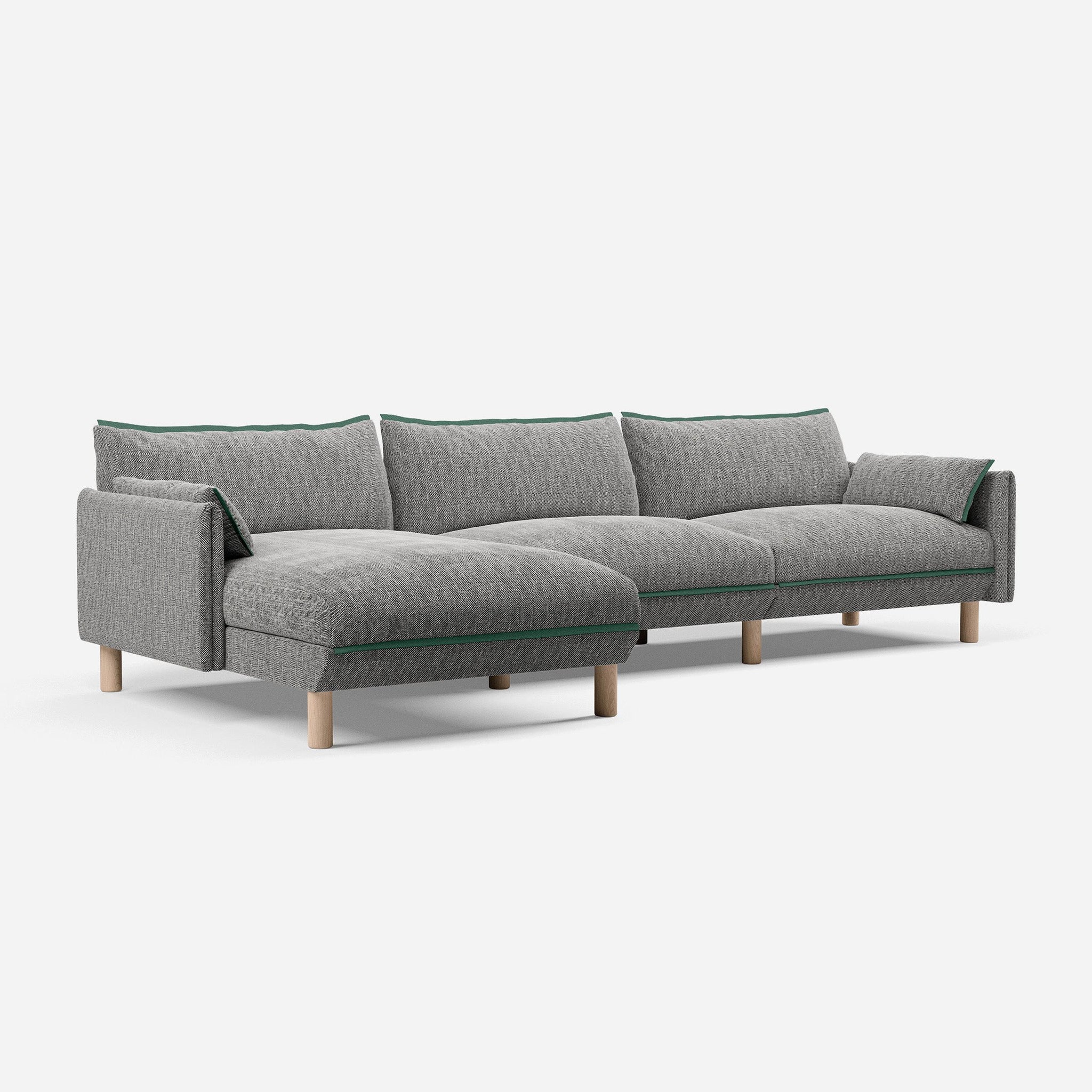 Cozy 5 Seater LH Chaise Sofa | Salt & Pepper Textured Weave| Natural ...