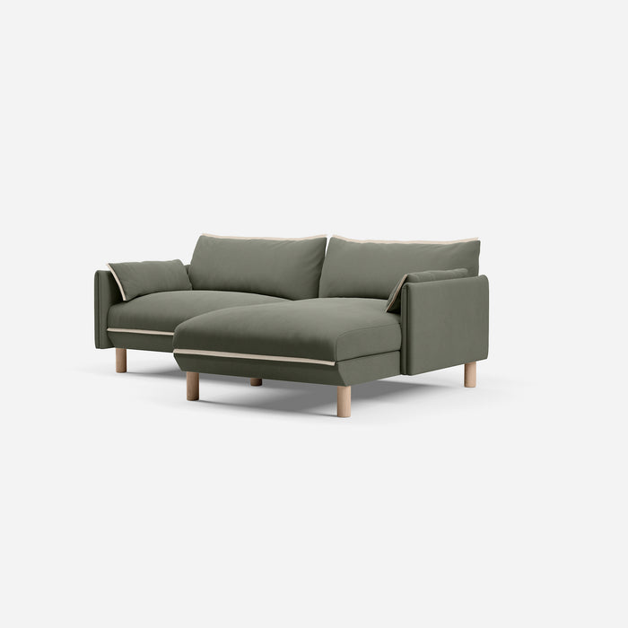 Cozy 3 Seater RH Chaise Sofa | Meadow Cotton| Natural Legs | Cozmo