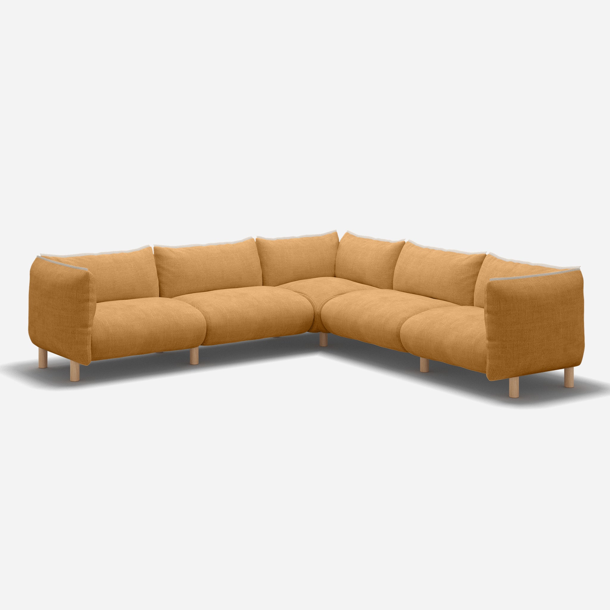 Pillow Extra Large Even-Sided Corner Sofa | Ochre Cotton| Natural Legs ...