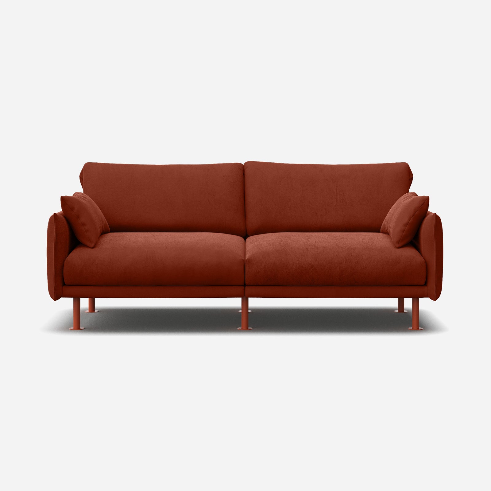 Cozmo Rest 3 Seater Sofa | Rust Velvet Brick Legs