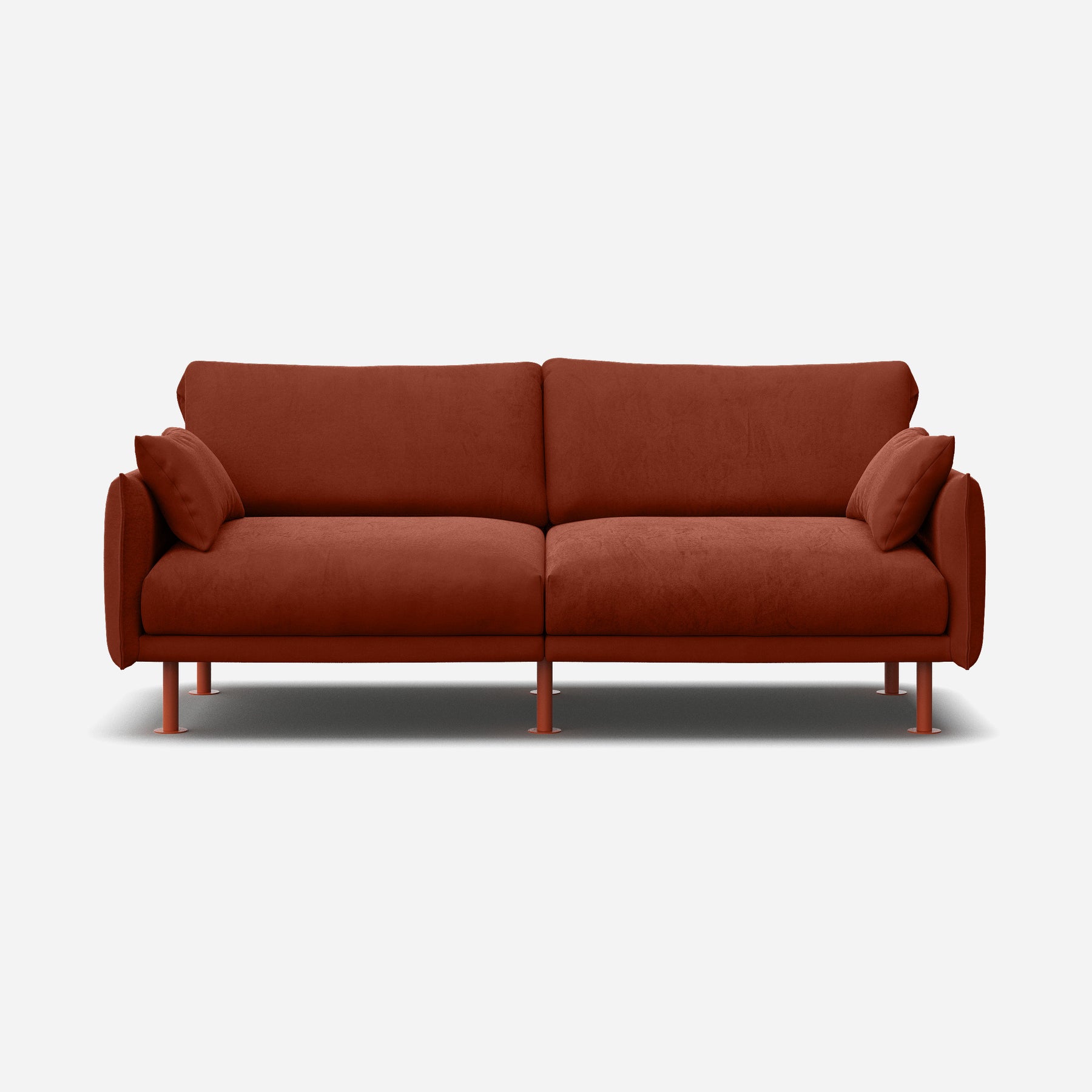 Rest 3 Seater Sofa | Rust Velvet| Brick Legs | Cozmo